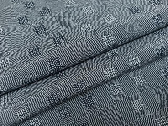 平和屋着物●花織　紬　鉄御納戸色　正絹　逸品　AABA5246ph