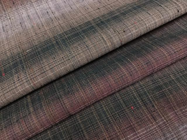 平和屋着物●上質な紬　横段文　正絹　逸品　AABA5251ph