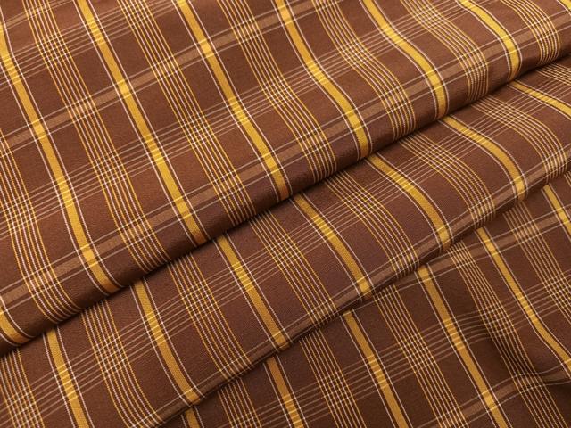 平和屋着物●黄八丈　紬　格子　正絹　逸品　AABA5270ph