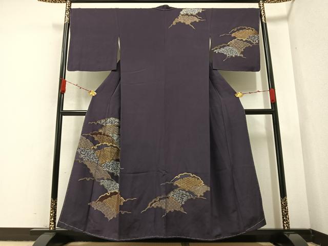 平和屋着物●訪問着　駒刺繍　雪輪花文　金銀彩　正絹　逸品　未使用　AABA5276ph