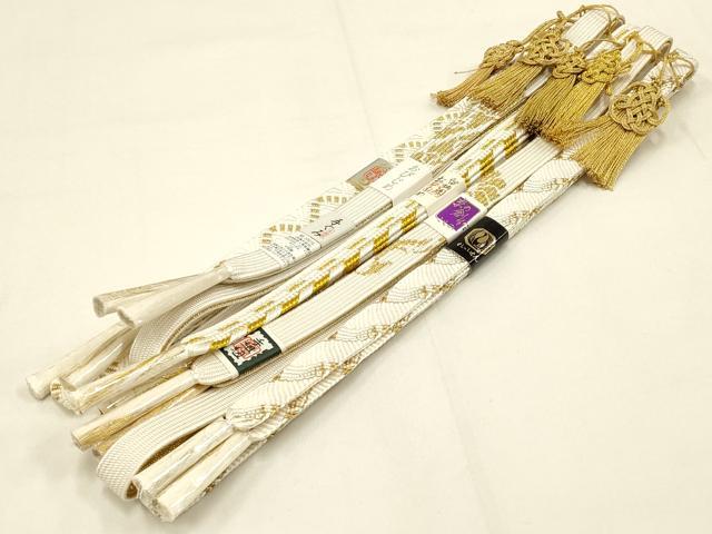 平和屋着物●和装小物　上質な帯締め5本セット　礼装用　高麗組 綾出し　伊賀組紐　金糸　亀房付き　逸品　未使用　AABA5284ay