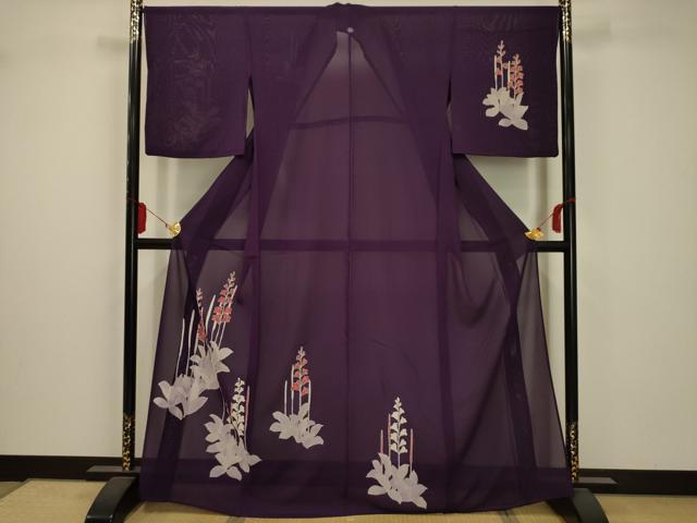 平和屋着物＊夏物　訪問着　絽　草花文　正絹　逸品　AABA5517sx