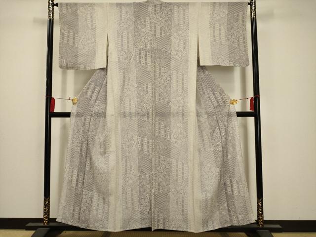 平和屋着物＊夏物　小紋　絽　花唐草文　正絹　逸品　AABA5518sx