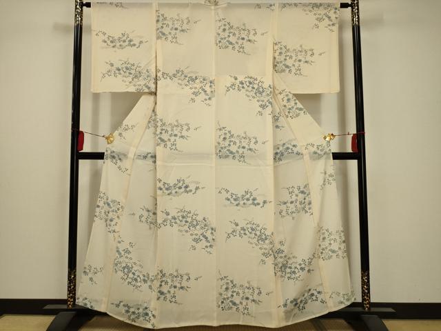 平和屋着物＊夏物　小紋　絽　草花文　正絹　逸品　AABA5524sx