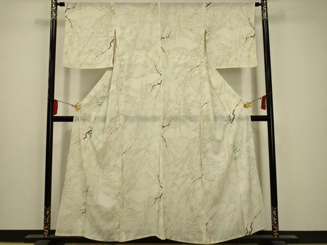 平和屋着物＊夏物　小紋　絽　枝花文　正絹　逸品　AABA5526sx