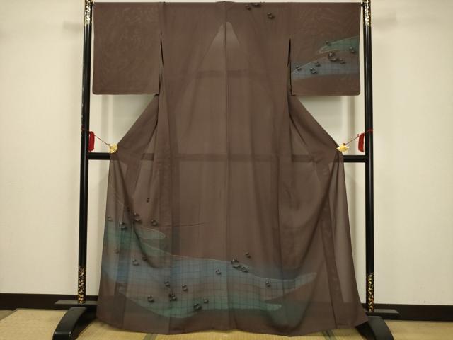 平和屋着物＊夏物　訪問着　絽　水玉　金彩　正絹　逸品　AABA5530sx