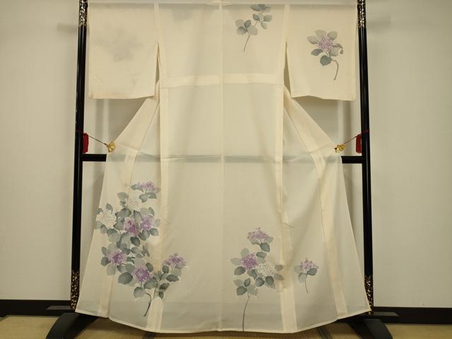 平和屋着物＊夏物　訪問着　絽　紫陽花　銀彩　正絹　逸品　AABA5538sx