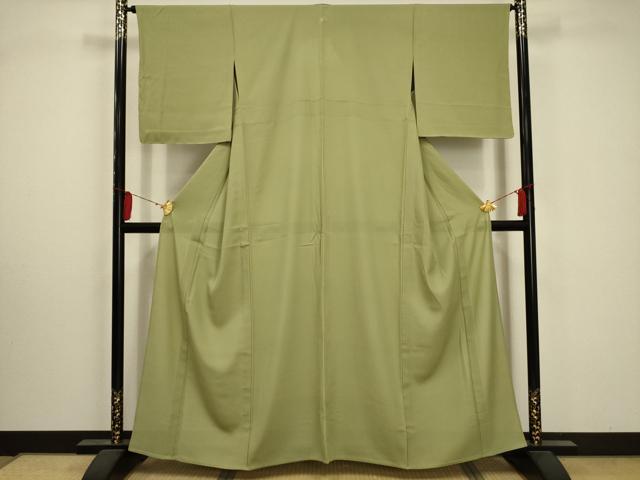 平和屋着物＊夏物　色無地　絽　若葉色　正絹　逸品　未使用　AABA5546sx