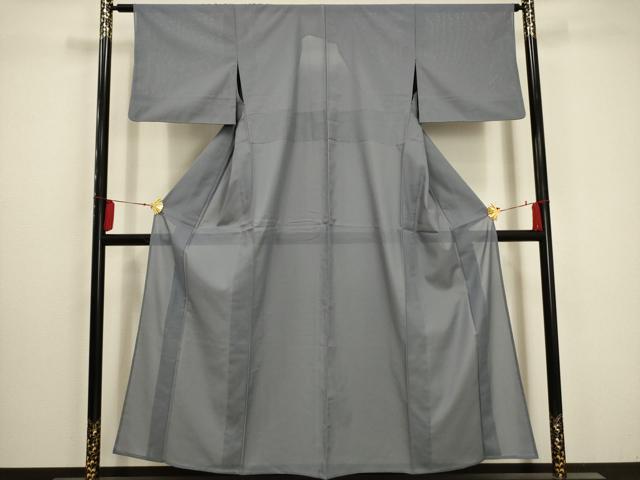 平和屋着物＊夏物　色無地　絽　桔梗鼠色　洗える着物　AABA5554sx