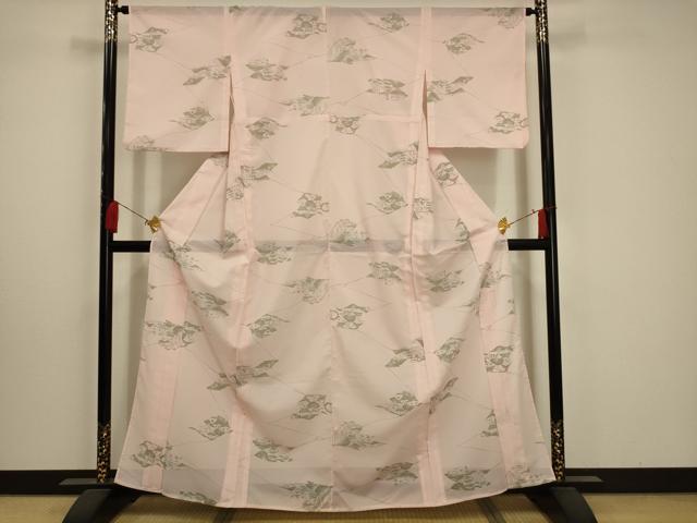 平和屋着物＊夏物　小紋　絽　風景文　洗える着物　AABA5574sx