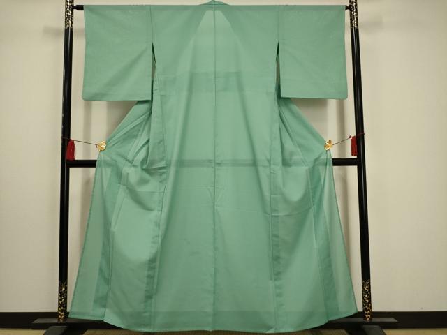 平和屋着物＊夏物　色無地　絽　青竹色　洗える着物　AABA5576sx