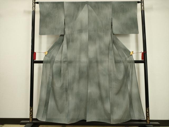 平和屋着物＊夏物　小紋　絽　枝葉文　暈し染め　大丸扱い　正絹　逸品　AABA5580sx