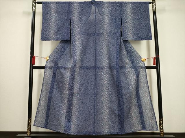 平和屋着物＊夏物　小紋　絽　短冊文　洗える着物　AABA5602sx