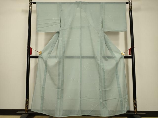 平和屋着物＊夏物　小紋　絽　舞葉文　洗える着物　AABA5647sx