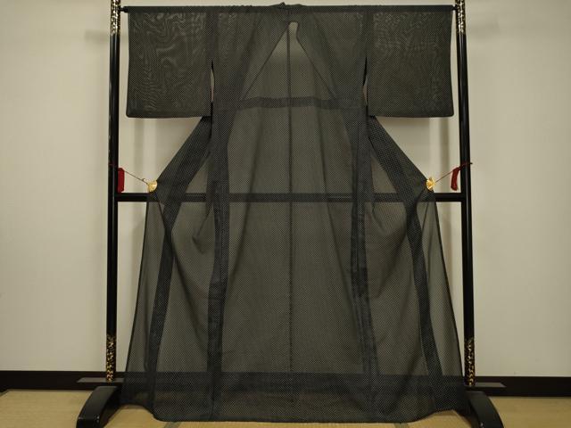 平和屋着物＊夏物　小紋　絽　抽象文様　洗える着物　AABA5650sx