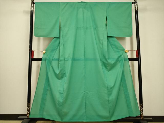 平和屋着物＊夏物　色無地　絽　若竹色　洗える着物　AABA5655sx