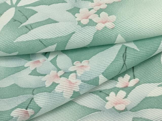 平和屋着物＊夏物　小紋　絽　草花文　暈し染め　洗える着物　AABA5681sx