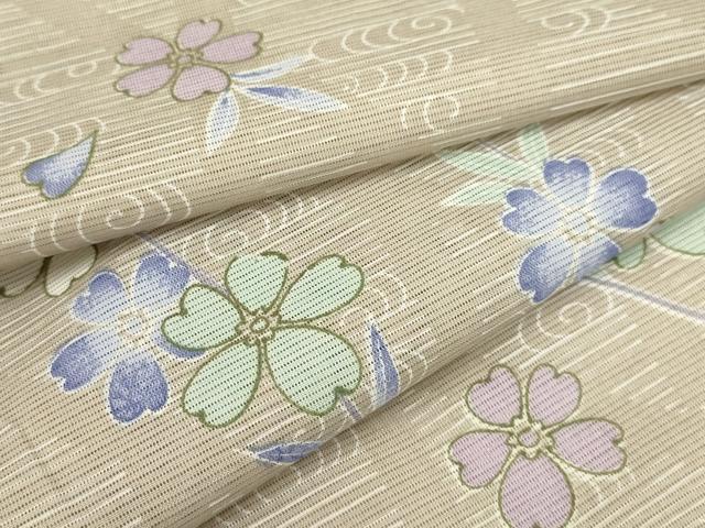 平和屋着物＊夏物　小紋　絽　流水花文　洗える着物　AABA5682sx