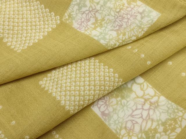 平和屋着物＊夏物　小紋　紗　色紙花文　洗える着物　AABA5687sx