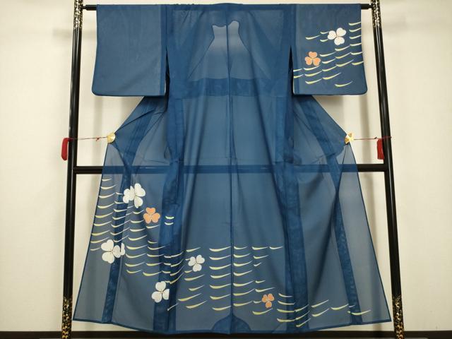 平和屋着物＊夏物　訪問着　絽　流水花文　洗える着物　AABA5696sx