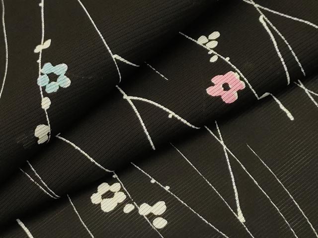 平和屋着物＊夏物　小紋　絽　枝花文　正絹　逸品　AABA5763sx