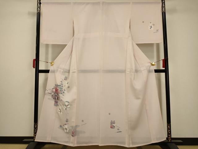 平和屋着物＊夏物　訪問着　絽　人物風景文　正絹　逸品　AABA5774sx