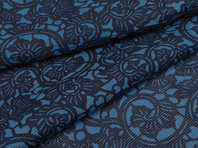 平和屋着物＊夏物　小紋　絽　型染め　花唐草文　正絹　逸品　AABA5782sx