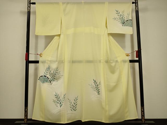 平和屋着物＊夏物　訪問着　絽　流水籬文　暈し染め　正絹　逸品　AABA5786sx