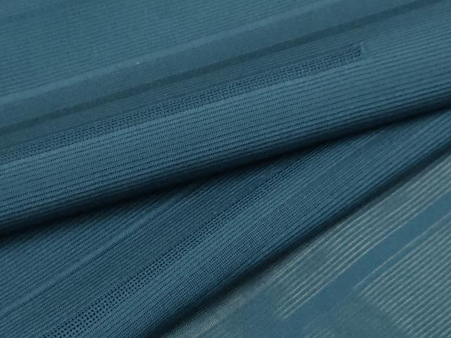 平和屋着物＊夏物　色無地　絽　横段紋紗　藍色　正絹　逸品　AABA5792sx