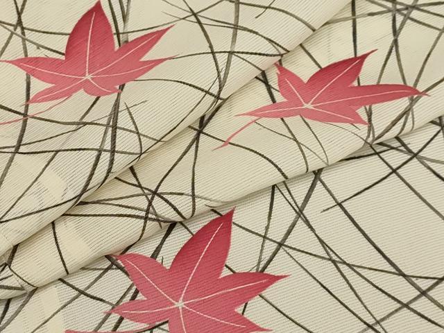 平和屋着物＊夏物　小紋　絽　舞葉文　正絹　逸品　AABA5796sx