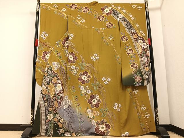 平和屋着物●豪華振袖　駒刺繍　絞り　辻が花　暈し染め　金彩　正絹　逸品　AABA6401ph