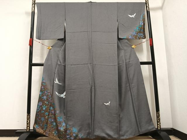 平和屋着物●訪問着　飛鳥更紗花文　暈し染め　金銀彩　正絹　逸品　AABA6404ph