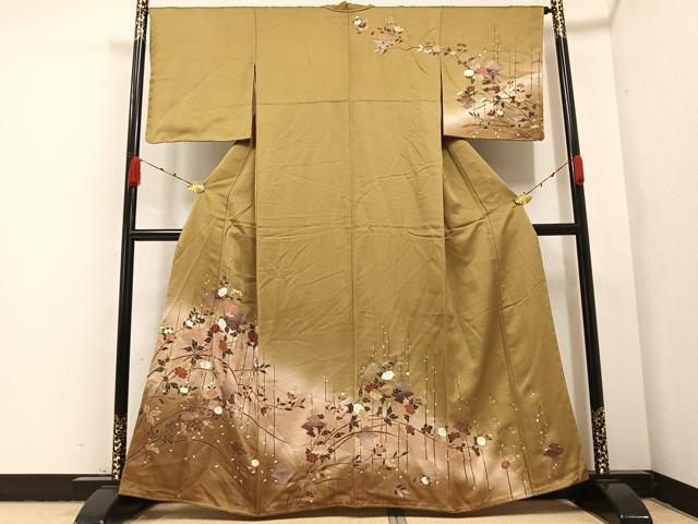 平和屋着物●訪問着　枝花文　暈し染め　金彩　やまと誂製　正絹　逸品　未使用　AABA6411ph
