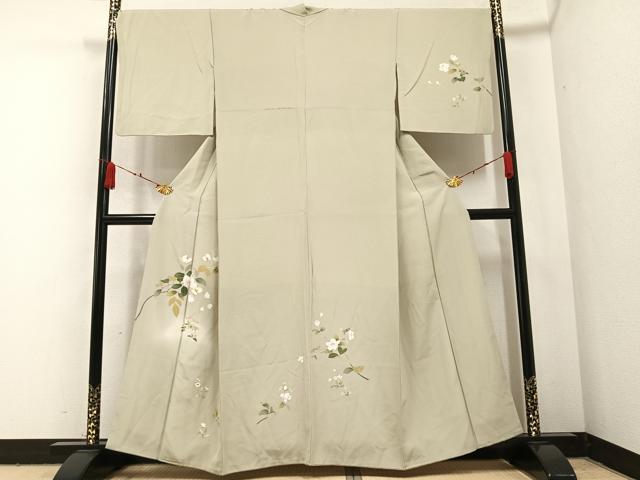 平和屋着物●訪問着　友禅　枝花文　暈し染め　正絹　逸品　AABA6430ph