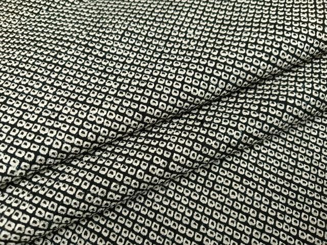 平和屋着物●大変加工の良い小紋　総絞り　黒地　正絹　逸品　未使用　AABA6434ph