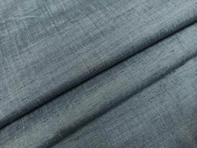 平和屋着物●結城紬　色無地　鉄納戸色　正絹　逸品　AABA6440ph