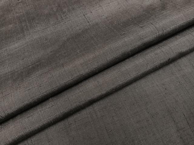 平和屋着物●上質な紬　色無地　消炭色　正絹　逸品　AABA6444ph