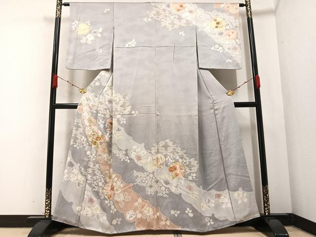 平和屋着物●創業460年・千總　訪問着　駒刺繍　絞り　雪輪花文　金彩　正絹　逸品　AABA6448ph