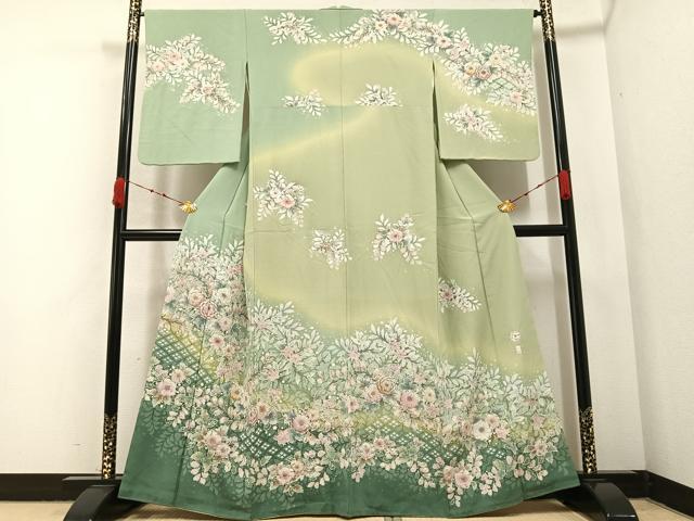 平和屋着物●訪問着　作家物　辻が花　絞り　暈し染め　やまと誂製　正絹　逸品　AABA6449ph