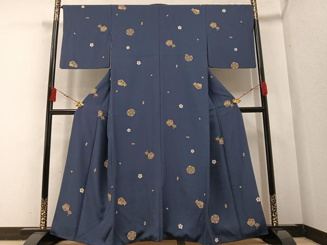 平和屋着物●上質な小紋　梅　桜　独楽　金彩　正絹　逸品　AABA6477ph 平和屋着物○上質な小紋 梅 桜 独楽 金彩 正絹 逸品 AABA6477ph