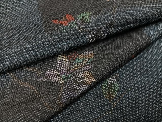 平和屋着物●本場大島紬　カタス9マルキ　枝花文　正絹　逸品　未使用　AABA6478ph