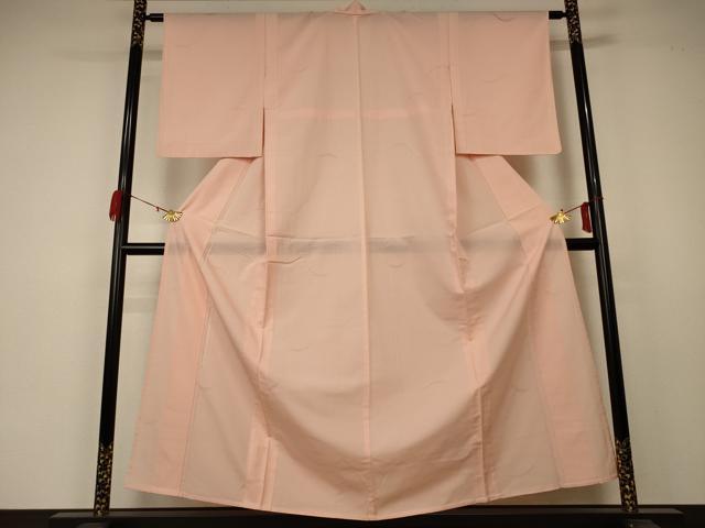 平和屋着物＊夏物　色無地　縦絽　芝紋紗　洒落柿色　正絹　逸品　未使用　AABA6487jd