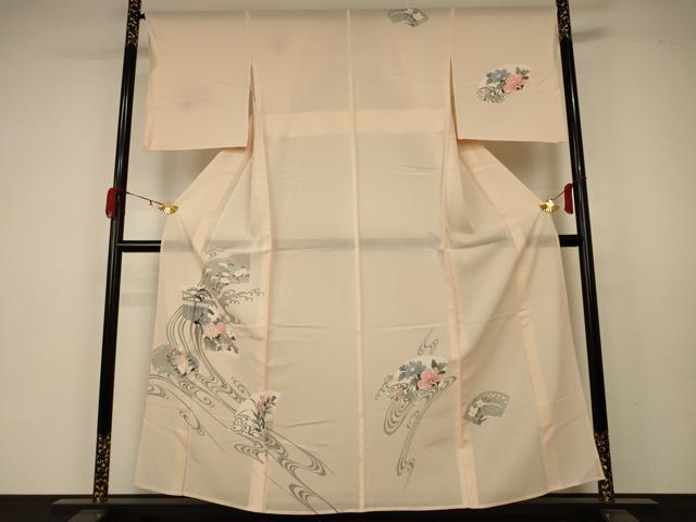 平和屋着物＊夏物　訪問着　絽　流水扇面花文　やまと誂製　正絹　逸品　AABA6498jd