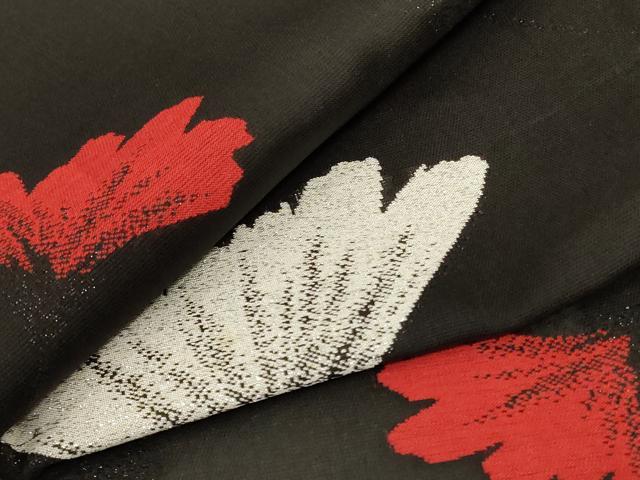 平和屋着物＊夏物　小紋　紗　舞花文　銀糸　正絹　逸品　AABA6500jd