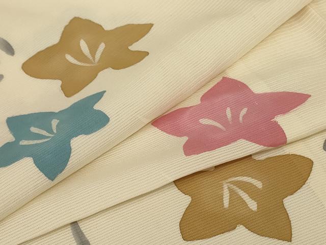 平和屋着物＊夏物　小紋　絽　芝楓文　正絹　逸品　AABA6502jd