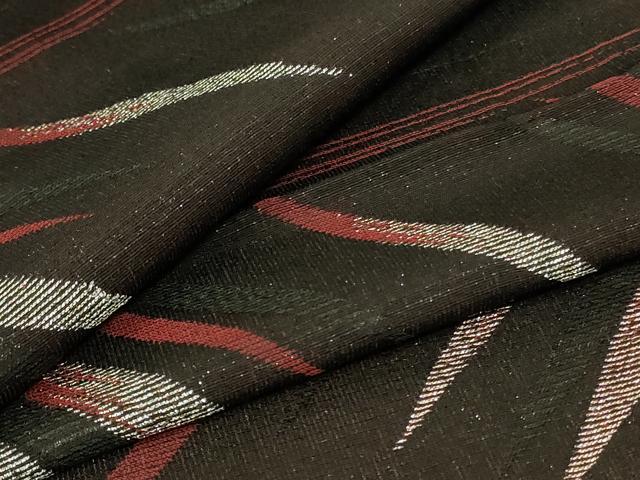 平和屋着物＊夏物　小紋　紗　枝葉文　銀糸　正絹　逸品　AABA6516jd