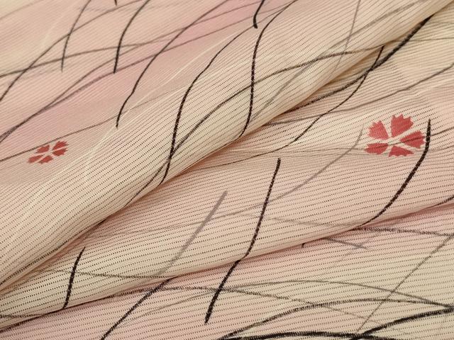 平和屋着物＊夏物　小紋　絽　芝桜文　暈し染め　正絹　逸品　AABA6517jd