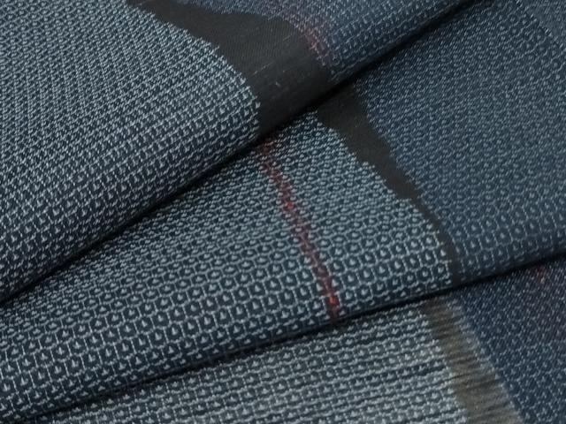 平和屋着物＊夏物　本塩沢　夏塩沢　よろけ縞　正絹　逸品　AABA6554jd