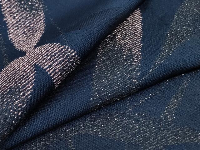 平和屋着物＊夏物　小紋　紗　草花文　銀糸　正絹　逸品　AABA6587jd