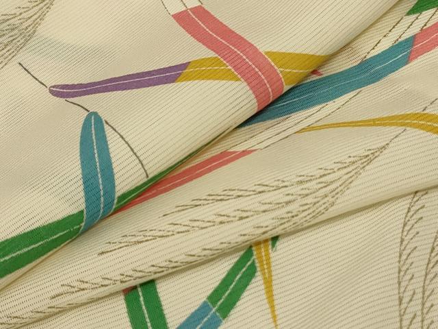 平和屋着物＊夏物　小紋　絽　枝葉文　正絹　逸品　AABA6601jd